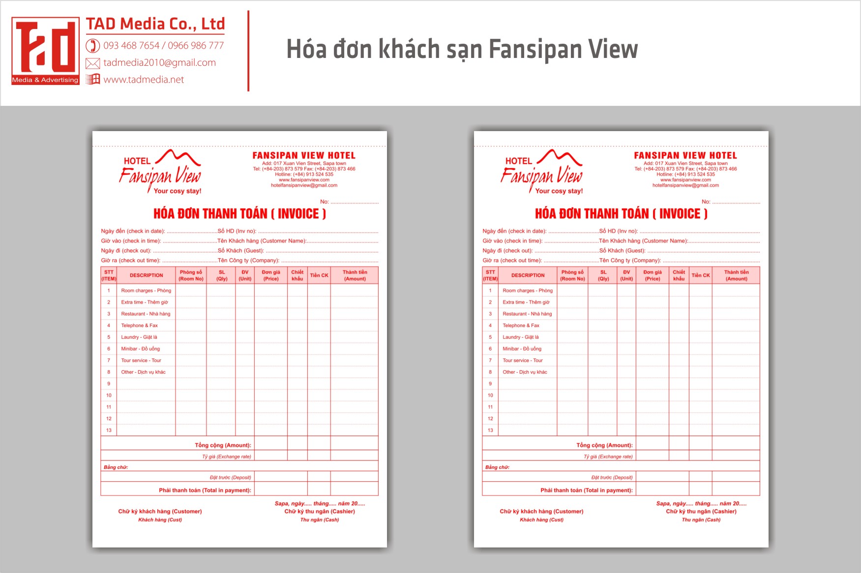 in hóa đơn thanh toán - Sản xuất TVC quảng cáo, Phim doanh nghiệp, Thu ...